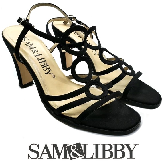 Sam & Libby | Shoes | Sam Libby Black Satin Strappy Mod Retro Style ...